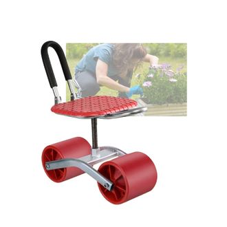 Generic Gartenwagen Mit Sitz, 360&deg; Drehbarer Rollwagen R&auml;dern, Zusammenklappbar Und Ideal for Den Garten(Black)