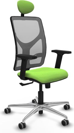 Piqueras y Crespo Ergonomischer Stuhl mit 2D-Armen, h&ouml;henverstellbare Lendenwirbelst&uuml;tze und festes Kopfteil, ausgestattet mit 3 Positionen und Schneidschaum, Grau/Pist