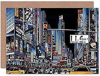 Fine Art Prints Moderne Gru&szlig;karte mit New York-Illustration, mit Umschlag innen, Premium-Qualit&auml;t, 12,5 x 17,5 cm