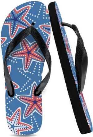 Generic Tongs unisexes pour homme, chaussures de douche pour femme, chaussures d&eacute;t&eacute; l&eacute;g&egrave;res, chaussures de douche, cadeaux pour lui, &Eacute;toiles bleues et rouges,