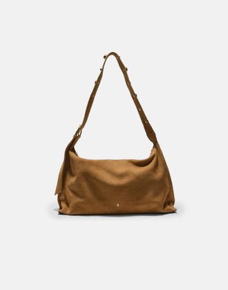 Stradivarius Sac port&eacute; &eacute;paule plat en cuir - Beige-Neutre