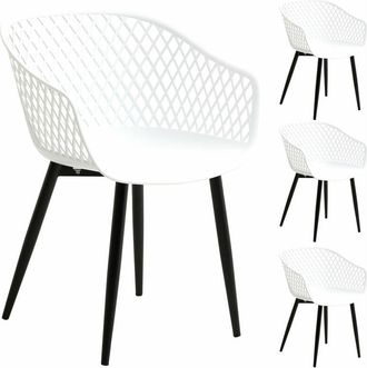 IDIMEX Lot de 4 chaises madeira style scandinave - Blanc et noir