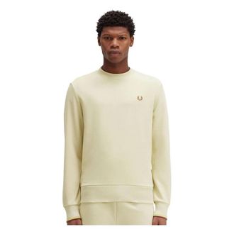 Fred Perry Beige Bestickter Logo Rundhalsausschnitt Sweatshirt - - Sweatshirts & Hoodies - Herren - Beige - S