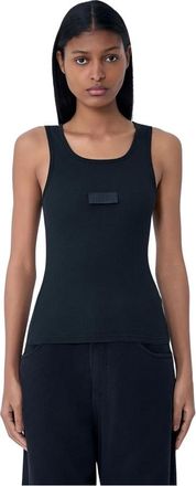 Maison Margiela Femme, Tops, Noir, Taille: 38 FR Logo Motif Tank Top