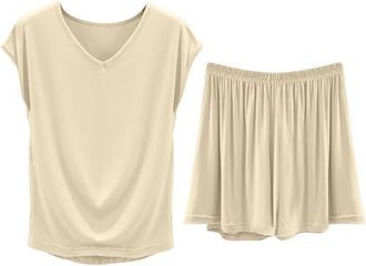 Generic Pyjama pour femme en modal, ensemble de vêtements de détente pour femme, ensemble de survêtement britannique, ensemble de pyjama short pour femme, vêt