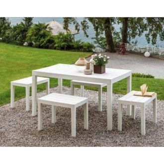 Progarden Table de jardin effet bois 138x78 cm - Structure en polypropyl&egrave;ne r&eacute;sistant - Imperm&eacute;able et d&eacute;perlant - Montage simple et rapide