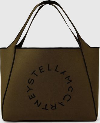 Stella McCartney Logo Square Tote Bag, Woman, Khaki