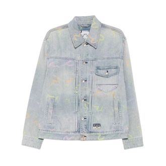 Evisu All-over Seagull Jacquard Denim Jacke - - Jackets - Herren - Blau - XL