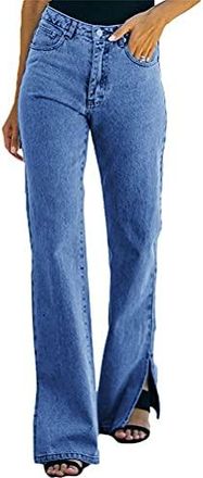 ORANDESIGNE Femme Jean Évasé Pants Pantalon Boutonné Jeggings Stretch Zippé Coupe en Denim Elastique Leggings avec Poche Bootcut Casual Décontracté Pantalon Vinta