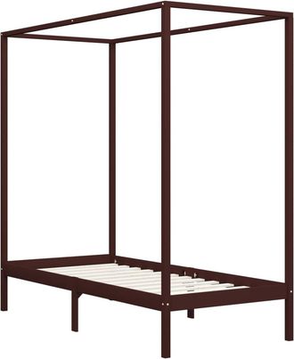 Festnight Himmelbett Holzbett 90x200 cm Ehebett Bettgestell Holz Doppelbett Einzelbett Bett Bettrahmen Schlafzimmerbett