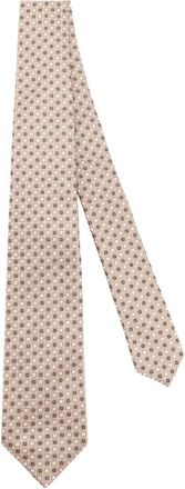 Kiton Homme, Accessoires, Beige, Taille: ONE Size Cravate en soie &agrave; micro-motifs