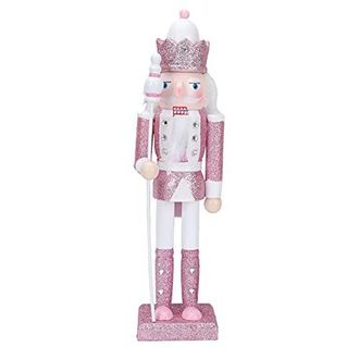 IFUNDOM Casse- Noisette Soldat De No&euml;l Figure Casse- Noisette en Bois Figure Casse- Noisette Soldat pour La F&ecirc;te De No&euml;l en Plein Air D&eacute;coration (Rose)