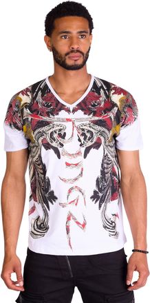 Kingz Totenkopf Shirt mit All-Over Print Wei&szlig; M