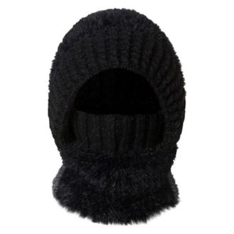Generic Bonnet dhiver pour homme et femme - En polyester - Tricot&eacute; - Trapper - Pour femme, Noir, taille unique