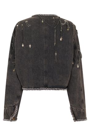 R13 Womens Short Denim Jacket Grey Cotton
