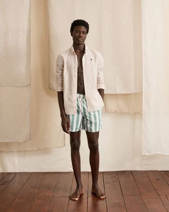 Faguo Short de bain vert et &eacute;cru