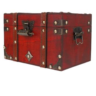 Angoily BESPORTBLE Vintage Holz aufbewahrungsbox mit Schloss Gro&szlig;e Schmuck Kleinteile Organizer Dekorative Holztruhe f&uuml;r B&uuml;ro Wohnzimmer und Schlafzimmer Viel