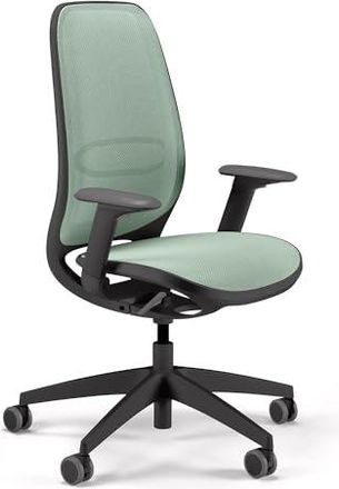 Sedus se:air Ergonomischer Drehstuhl, B&uuml;rostuhl, Kunststoff mit Rezyklat-Anteil, 100% Recyclingf&auml;hig, Gr&uuml;n,Schwarz, 42-55cm, bis 130kg Belastbar