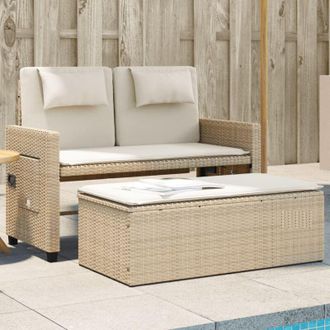 vidaXL Gartenbank Verstellbar mit Kissen Beige Poly Rattan - Vidaxl