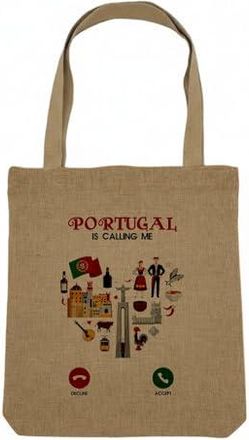 Fabulous Sac Shopping Tote Bag Aspect Lin - Portugal Is Calling Me Culture Dance Travel - Sac de Courses Toile Epaisse 360g Beige Naturel Cabas Port&eacute; Epaule So
