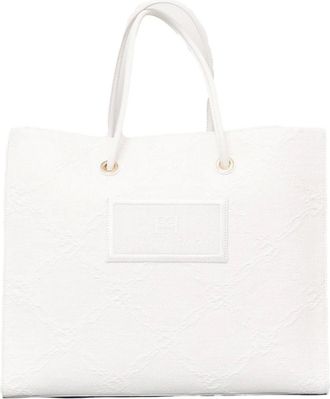 Elisabetta Franchi Femme, Sacs, Beige, Taille: ONE Size Grand cabas en jacquard de raphia