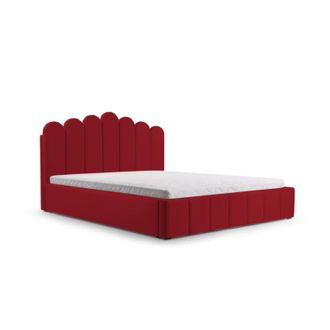 E-MEUBLES Polsterbett Bett mit Kopfst&uuml;tze, Rahmenbettgestell, Bettkasten und Lattenrost Doppelbett Gepolsterter Kopfteil Samststoff Stauraumbett bett 03