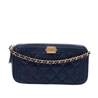Chanel Portefeuille sur cha&icirc;ne Pre-owned - Femme - Pre-owned - Bleu - Taille: ONE Size