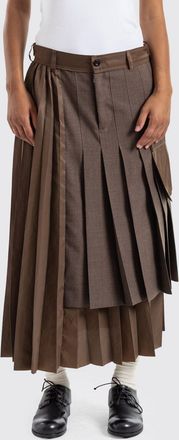 sacai Asymmetrischer Midi-Rock von aus Wollmischung mit Falten und Cargotaschen