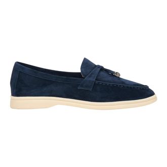 Estro & Luminara Femme, Chaussures, Bleu, Taille: 39 EU Mocassins &agrave; Gland Pompon en Velours