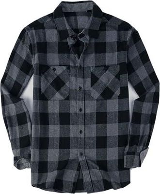 Generic DENGJIAMY Chemise boutonn&eacute;e &agrave; carreaux &agrave; manches longues pour homme - Style vintage et d&eacute;contract&eacute; - Pour les vacances et la plage - Col classique - V