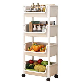 Generic Robuster mehrst&ouml;ckiger Kunststoffwagen mit drehbaren R&auml;dern for K&uuml;che, Bad, Wohnzimmer, B&uuml;ro