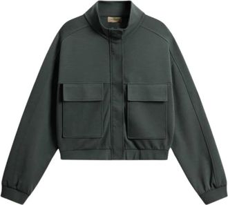 Woolrich Femme, Vestes, Vert, Taille: 36 FR SweaT-shirt zipp&eacute; Interlock