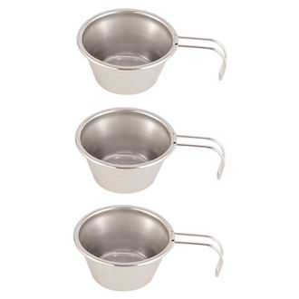 Pretyzoom 304 Edelstahl Becher 3 St&uuml;ck Kleiner Wasser Und Campingbecher Tragbar Hitzebest&auml;ndig F&uuml;r Outdoor Wandern Und Reisen