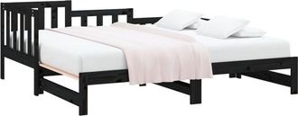 vidaXL Lit coulissant Noir 2x(80x200) cm Bois de pin massif