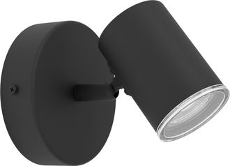 Eglo Spot Wandlampe Consuma 1, Leselampe mit flexiblem Stahler, Wandleuchte f&uuml;r Wohnzimmer und Badezimmer, Wandstrahler aus Stahl in Schwarz, GU10 Fassung,