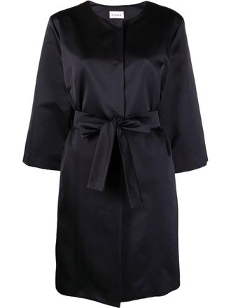 P.A.R.O.S.H. robe ceintur&eacute;e &agrave; fini satin&eacute; - Bleu