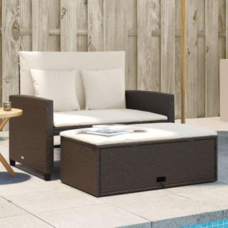 vidaXL Gartensofa mit Kissen 2-Sitzer Braun Poly Rattan - Vidaxl