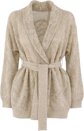 Brunello Cucinelli Femme, Pulls, Beige, Taille: 38 FR Cardigan Dazzling Water Lilies
