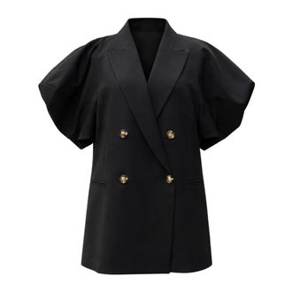 Meimeij Femme, Vestes, Noir, Taille: 38 FR Giacca doppiopetto manica a sbuffo a tre quarti