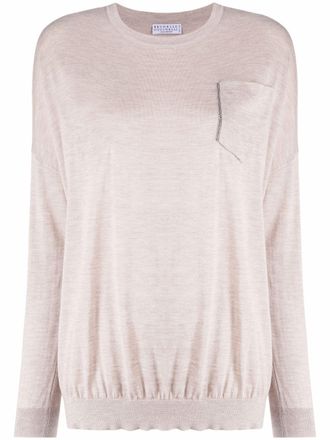 Brunello Cucinelli Fein gestrickter Pullover - Nude