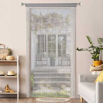 Miulee Fadenvorhang Insektenschutz T&uuml;rvorhang f&uuml;r Balkone Raumteiler Fadengardinen Grau 90 x 245 cm