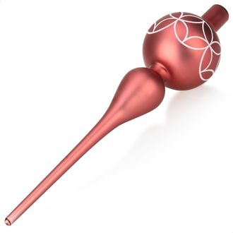 Com-Four Weihnachtsbaumspitze mit Muster - Christbaumspitze aus echtem Glas f&uuml;r Weihnachten - Tannenbaumspitze f&uuml;r den Christbaum (28cm - edle Rose matt mit Mu