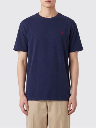 Polo Ralph Lauren T-shirt &agrave; col rond en coton avec logo brod&eacute; contrastant