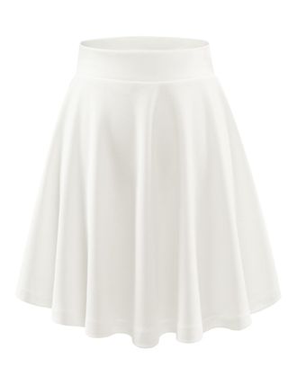 Dresstells Rock Damen Knielang Wei&szlig; A-Linie Hohe Taille Minirock Silvesteroutfit Anime Faltenrock Karneval Tennis Rock White-Midi 2XL