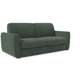 Divani.Store Leonida Abziehbares Schlafsofa mit Matratze H18 cm und Kissenfach aus abwaschbarem Stoff 202 cm Gr&uuml;n