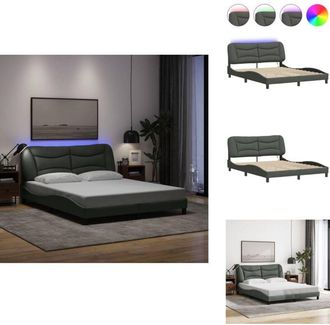 vidaXL Bettgestell mit led ohne Matratze Dunkelgrau 160x200 cm Stoff - Bettsofa - Boxspringbett - Doppelbett - Einzelbett - Schlafzimmermöbel