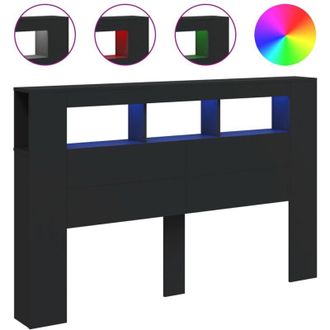 vidaXL LED-Kopfteil Schwarz 160x18,5x103,5 cm Holzwerkstoff Vidaxl