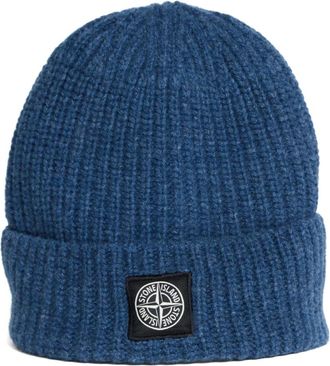 Stone Island unisex, Accessoires, Bleu, Taille: ONE Size Light RWS Geelong Wool Beanie