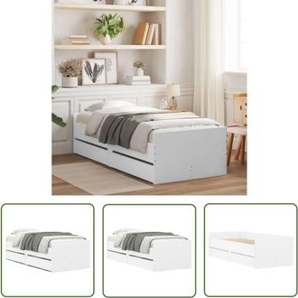 vidaXL The Living Store - Bettgestell mit Schubladen Wei&szlig; 100x200 cm - Bettesrahmen - Wei&szlig;er Rahmen - Doppelbett - Holzbettrahmen - Schrankbett