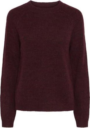 Pieces Pcjuliana Ls Pull à col Rond en Tricot pour Femme, Tawny Port, M